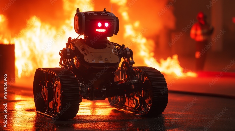 Autonomous AI-powered firefighting robots equipped with infrared ... Autonomous AI-powered firefighting robots equipped with infrared ...