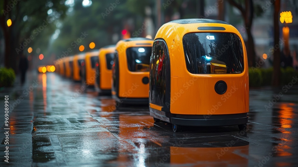 Autonomous AI-powered trash collection robots cleaning up urban streets ... Autonomous AI-powered trash collection robots cleaning up urban streets ...