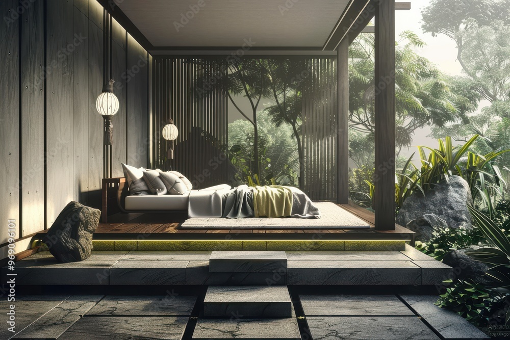 The scene was rendered with photorealistic shaders and lighting in ...