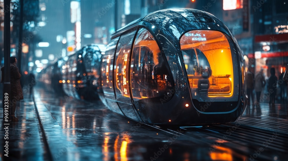 Autonomous public transport pods in futuristic cities: People traveling ...