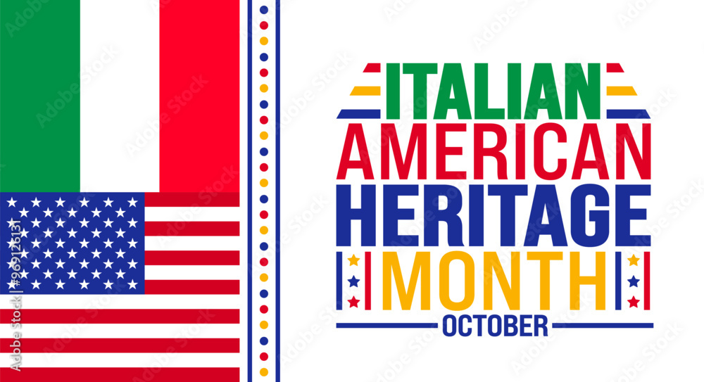 Italian American Heritage Month background or banner design template is ...