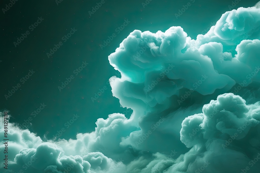 Ethereal Teal Green Tech Wallpaper with Layered Cloud Structures for ...