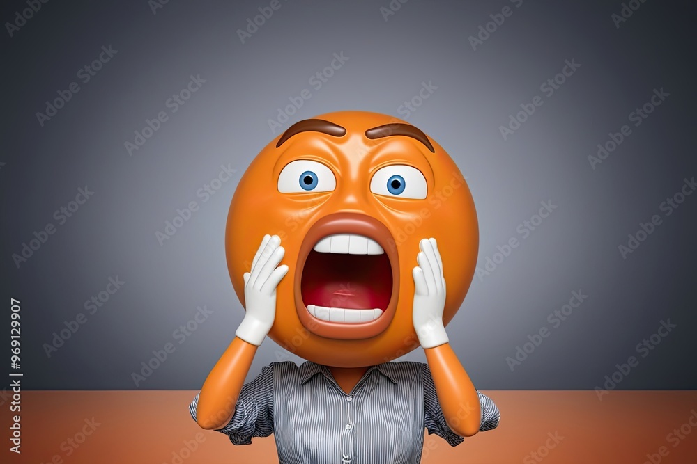 Terrified Face Emoji Expressing Extreme Panic in 3D Visualization Stock ...