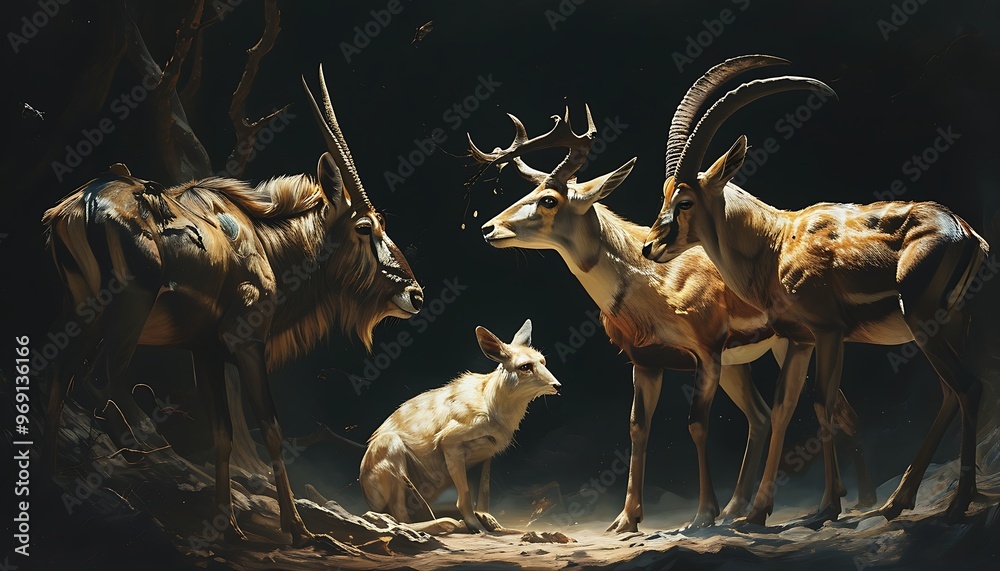 Multiple animals move in a dark environment, demonstrating their ...