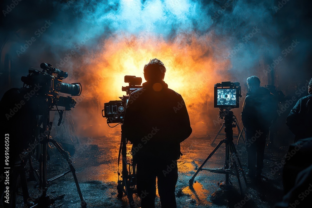 cinematic set silhouettes dramatic backlighting reveals silhouettes of ...
