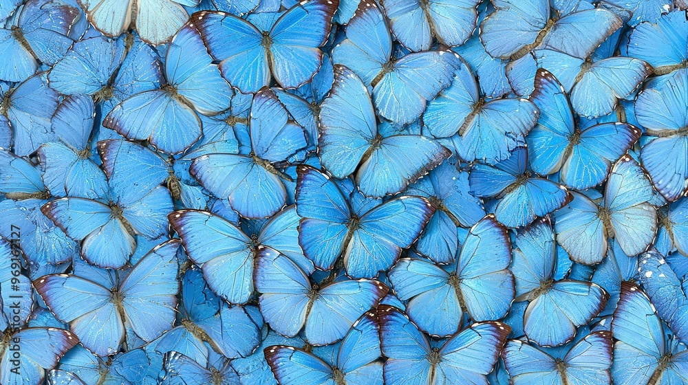 Large group of blue butterflies in the shape of a large group Stock ...