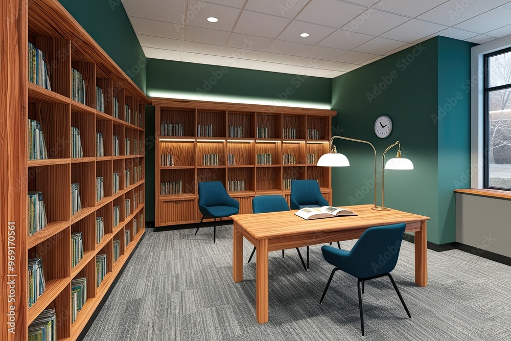 Inspiring 3D Model of Indoor Reading Space for Students with Cedar Desk ...