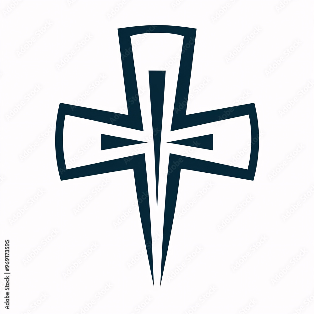 Celtic cross vector symbol with ribbon, cross sign icon illustration 3d ...