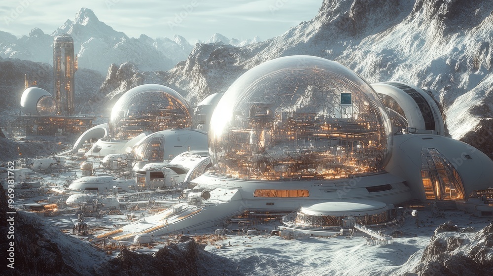 Futuristic AI-controlled space habitats designed for human life on ...