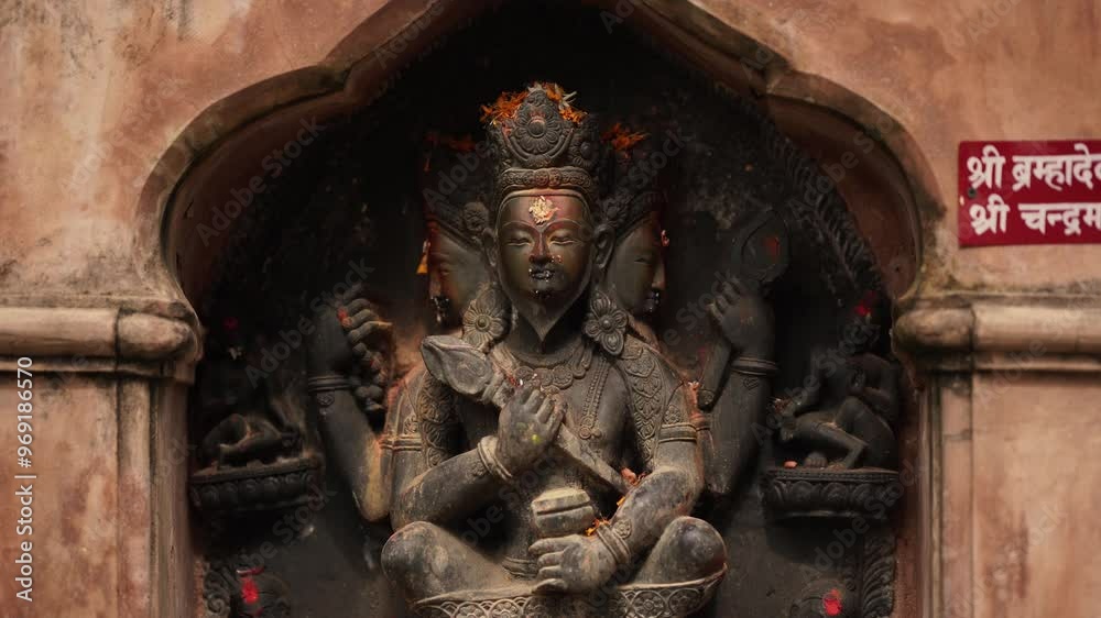 Statue of Hindu God Bramha Dev in Temple of Nepal, Deity of Hindu God ...