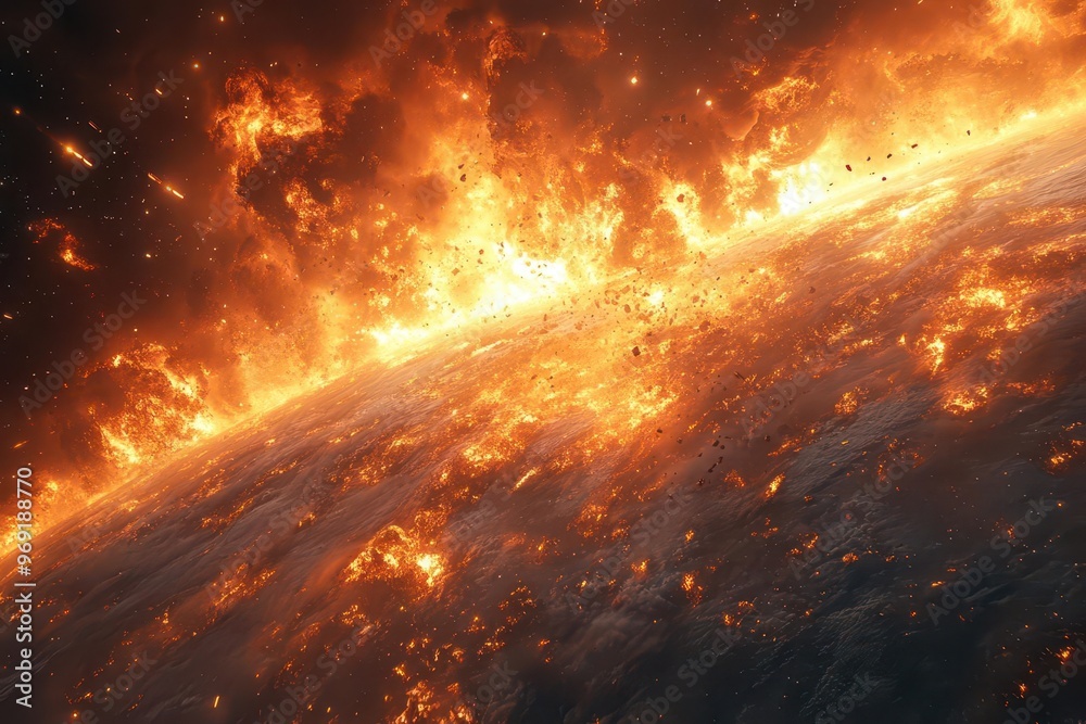 epic cosmic battle scene depicting earth under siege by massive alien ...