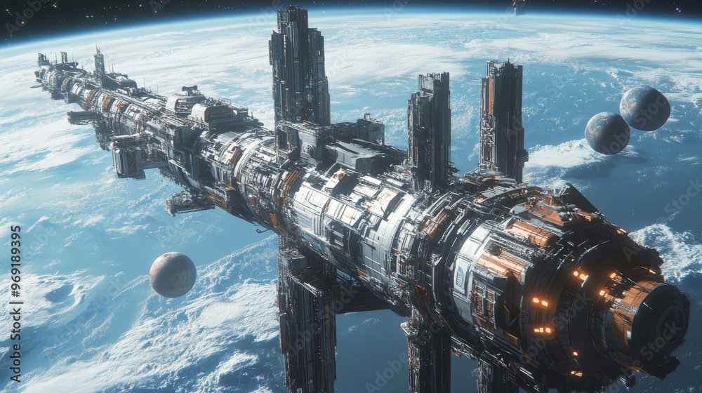 Futuristic space elevator transporting cargo and people to low Earth ...