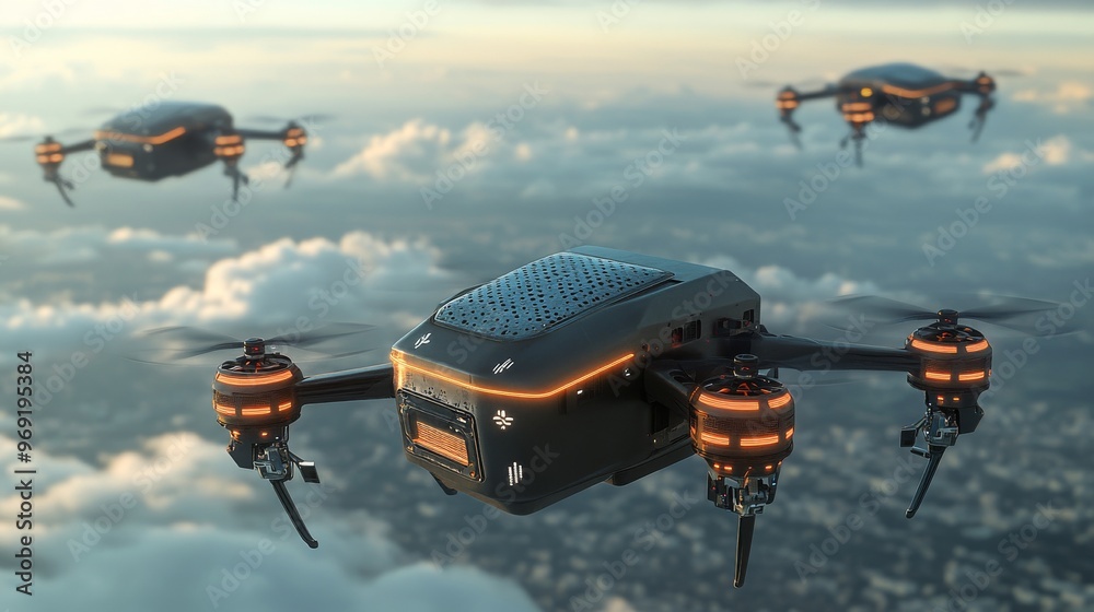 Futuristic AI-driven aerial delivery systems using autonomous flying ...