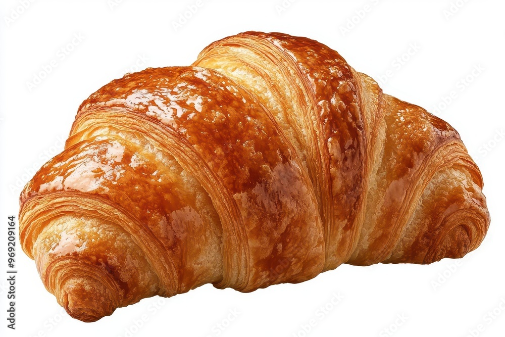 goldenbrown croissant with flaky layers and buttery sheen isolated on ...