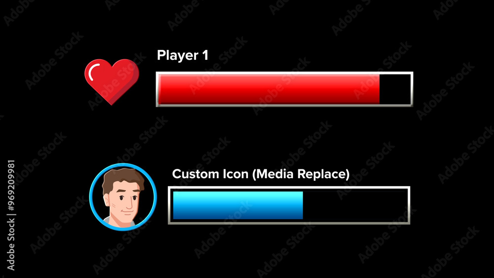 Adjustable Gaming Health Status Bar Stock Template | Adobe Stock