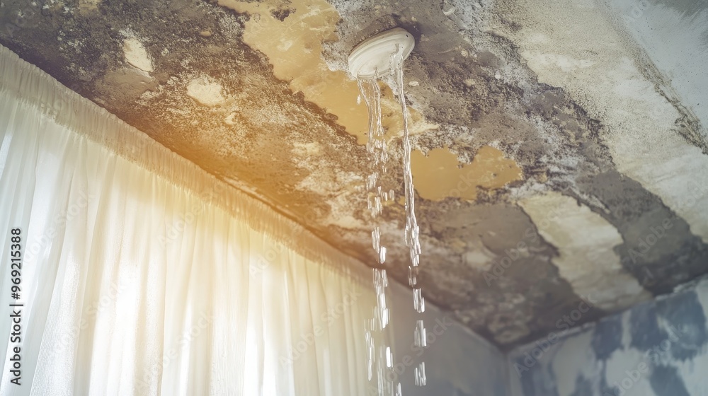 Water damage and structural deterioration caused by rain, snowmelt, or ...