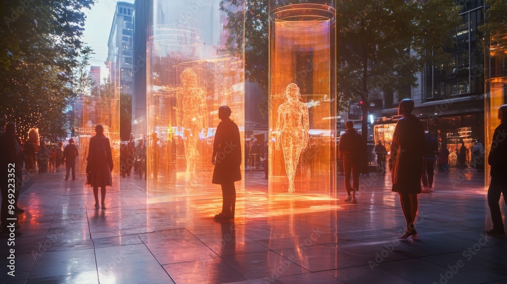 Interactive holographic art installations in public spaces: People ...
