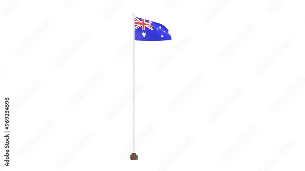 Flag of Australia, Pole flag of Australia on white screen, Australia 3D ...