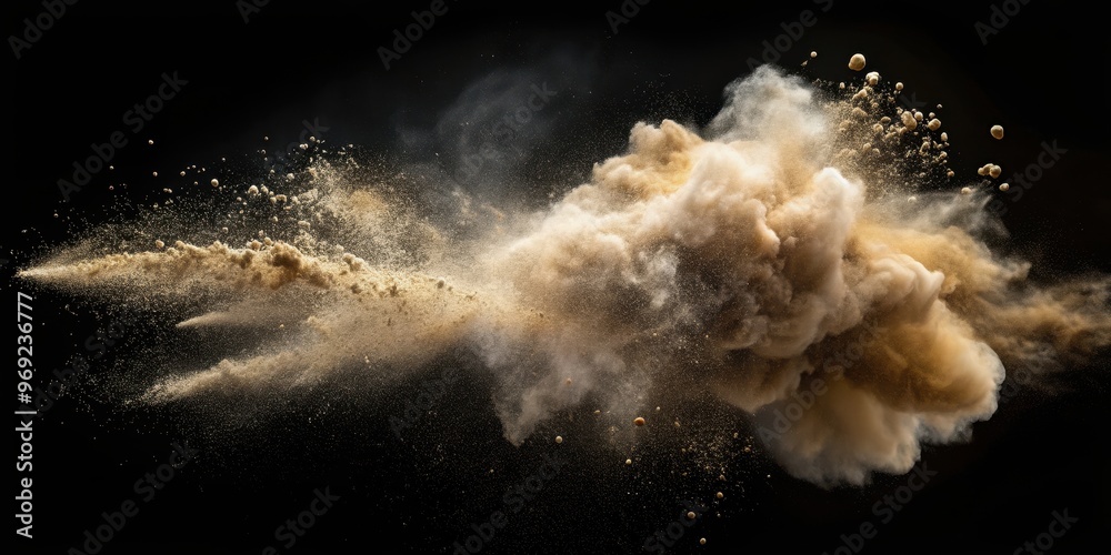 Dust cloud billowing in the air after a powerful punch, dust, cloud ...
