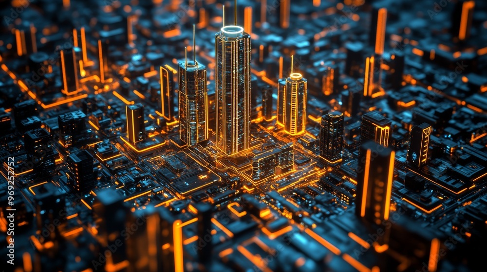 Futuristic AI-driven urban planning systems designing future cities ...