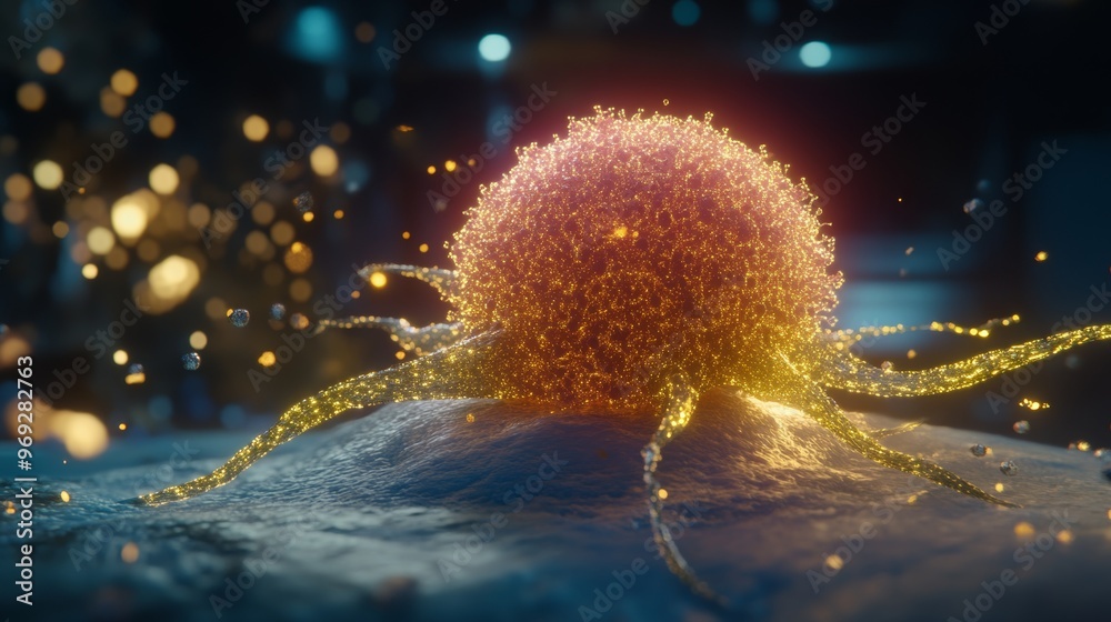 Detailed view of cellular structures and the process of tumor ...