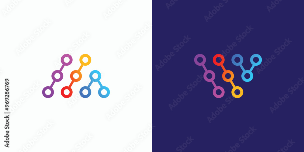 Vector logo design of initials letter M and W technology connection ...