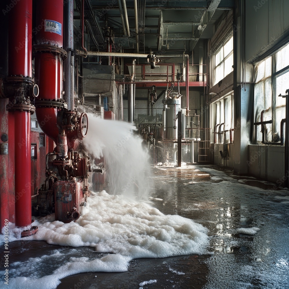 Industrial Fire Suppression System Failure - Damaged Pipes Spraying ...