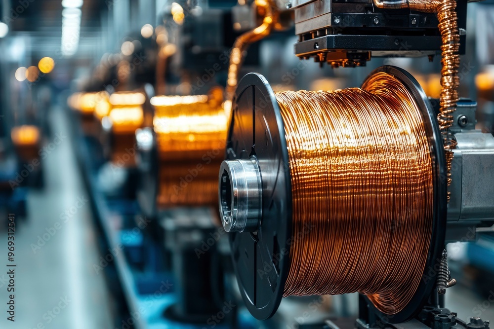 Copper Wire Spool in a Manufacturing Process Stock Photo | Adobe Stock