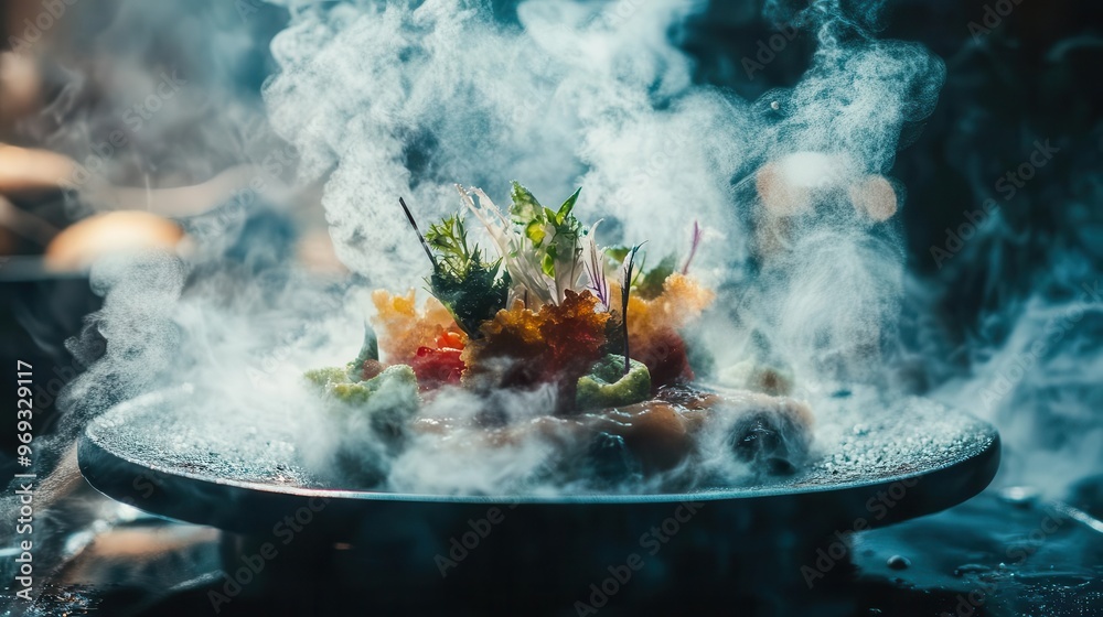 avantgarde culinary masterpiece defying gravity with elements of the ...