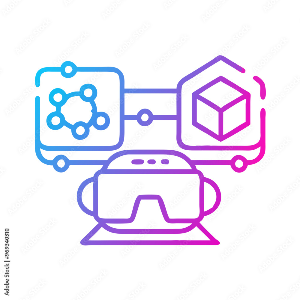 VR AR virtual reality, VR headset combined with a holographic display ...