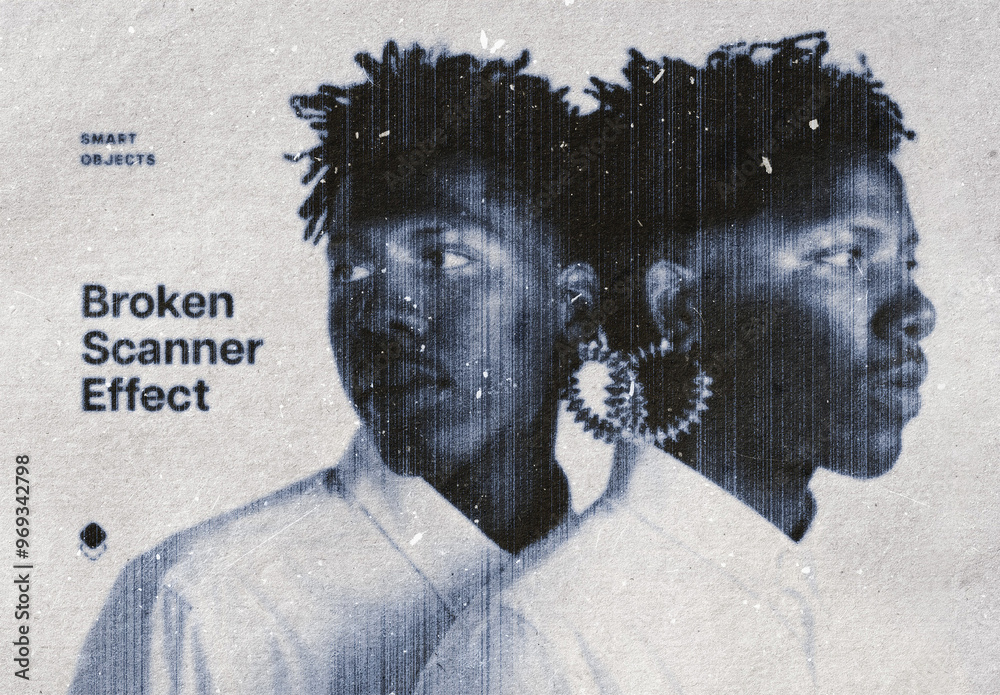 Retro Broken Scanner Photo Effect Mockup Stock Template | Adobe Stock