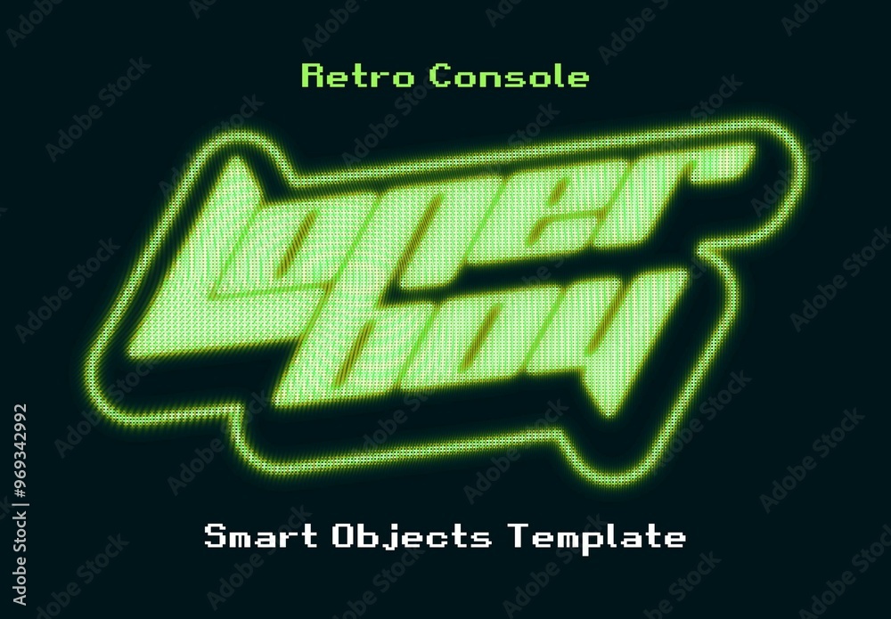 Retro Console Text Effect Mockup Stock Template | Adobe Stock