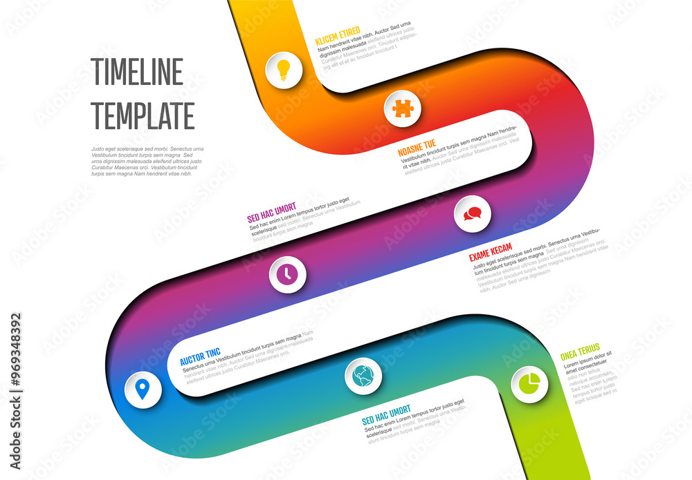 Thick line Infogrpahic timeline diagram template with buttons icons and ...