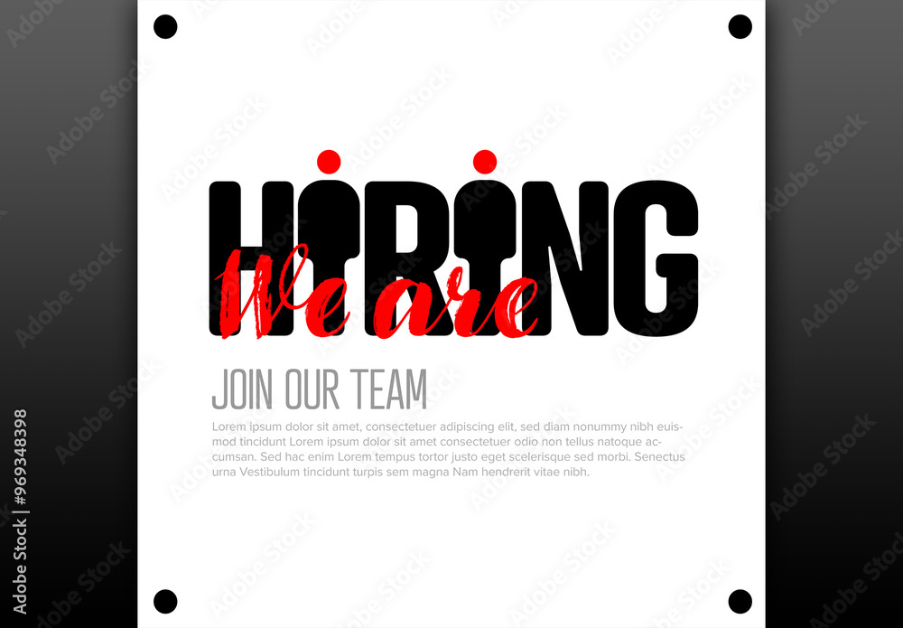 We are hiring minimalistic flyer banner status template - white with people icons Stock Template ...