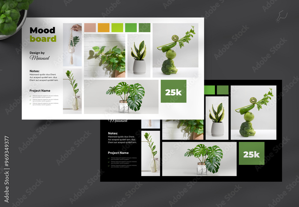Simple Moodboard Layout With Dark & Light Accents Stock Template ...