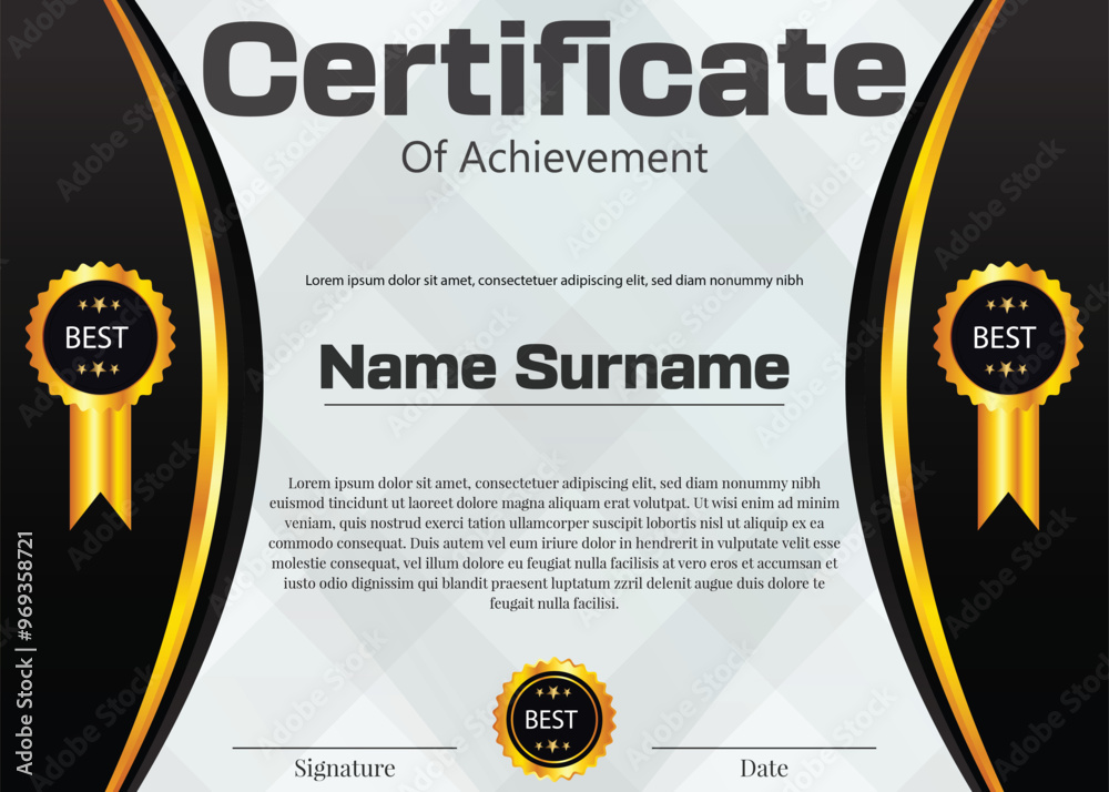 certificate template and diploma design with name and surname Stock ...