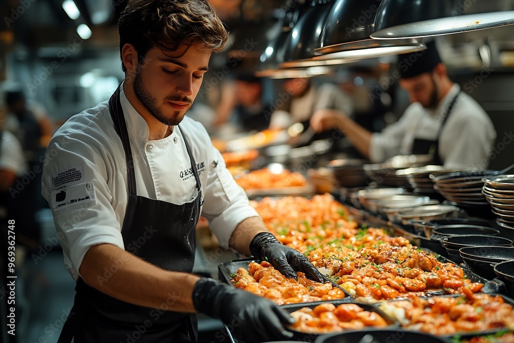 Depiction of customer experience in food service where a combination of ...