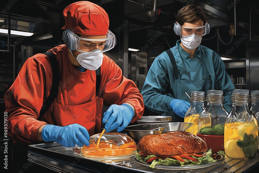 Depiction of food safety in food service where crosscontamination ...