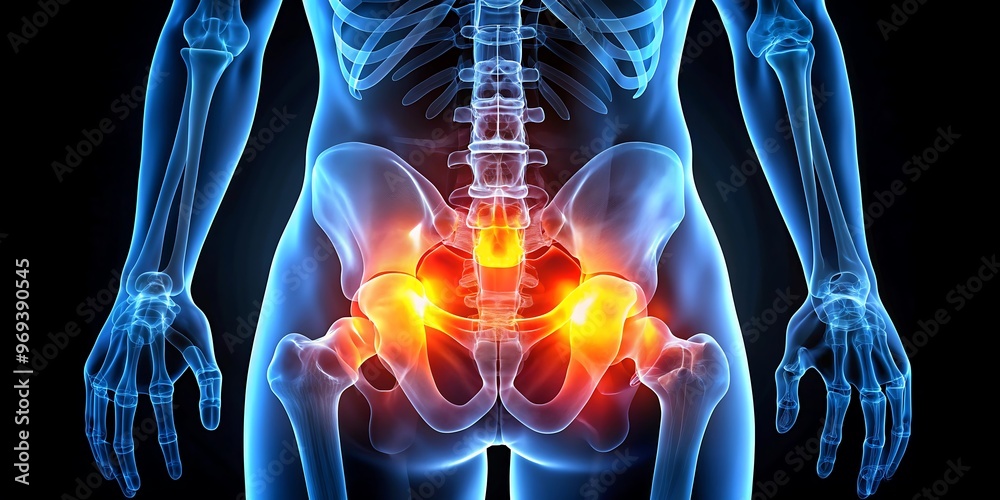 X-Ray View of Human Coccyx Highlighting Pain and Inflammation Areas ...