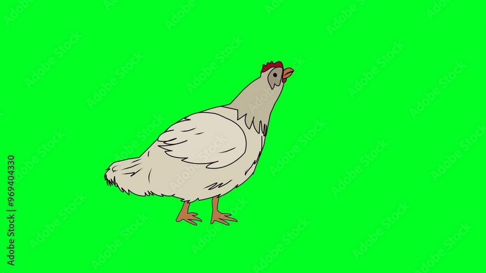 2D animated chicken characters drinking water cycle cartoon in green ...