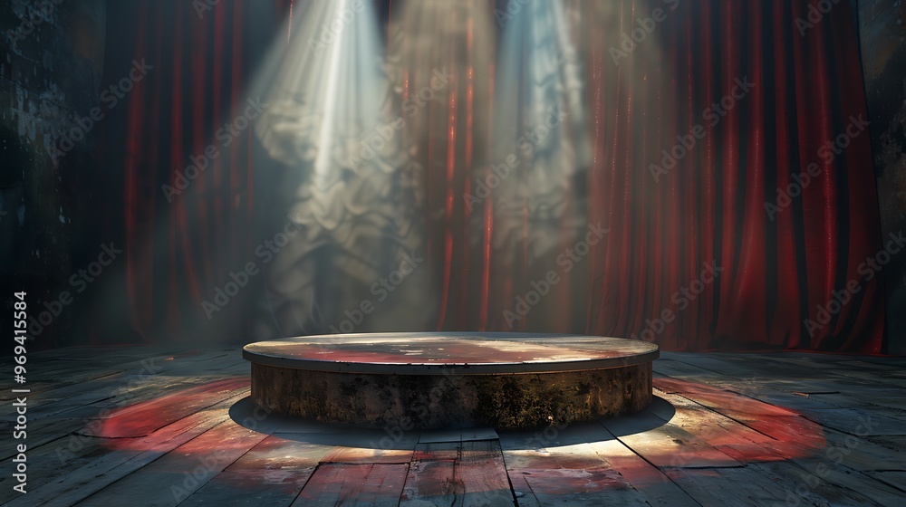 Level podium for a circus platform old spotlight circle stand for ...