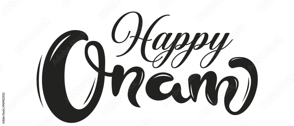 Happy Onam lettering or typography illustration with Happy Onam ...