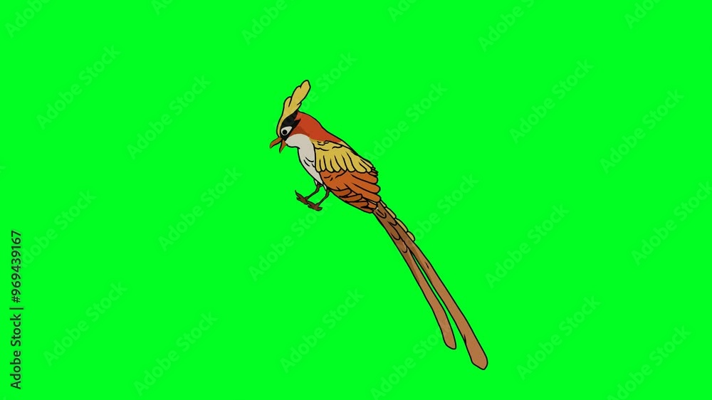 2D animated Beautiful colorful bird character flight cycle in green ...