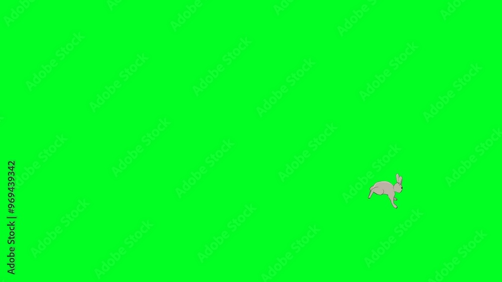 2D animated rabbit character running then enters and exits in green ...