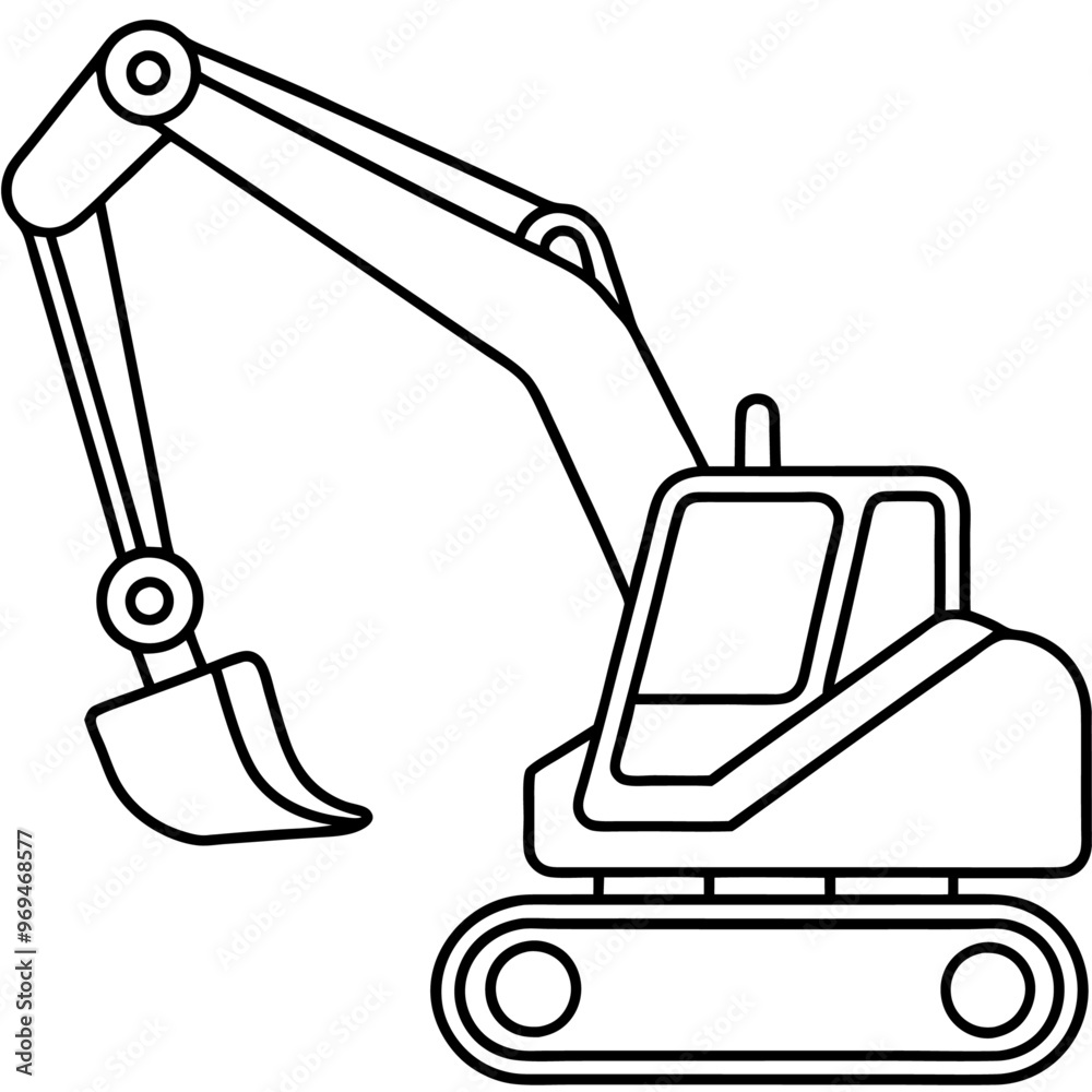 mini excavator machine outline coloring book page line art drawing ...