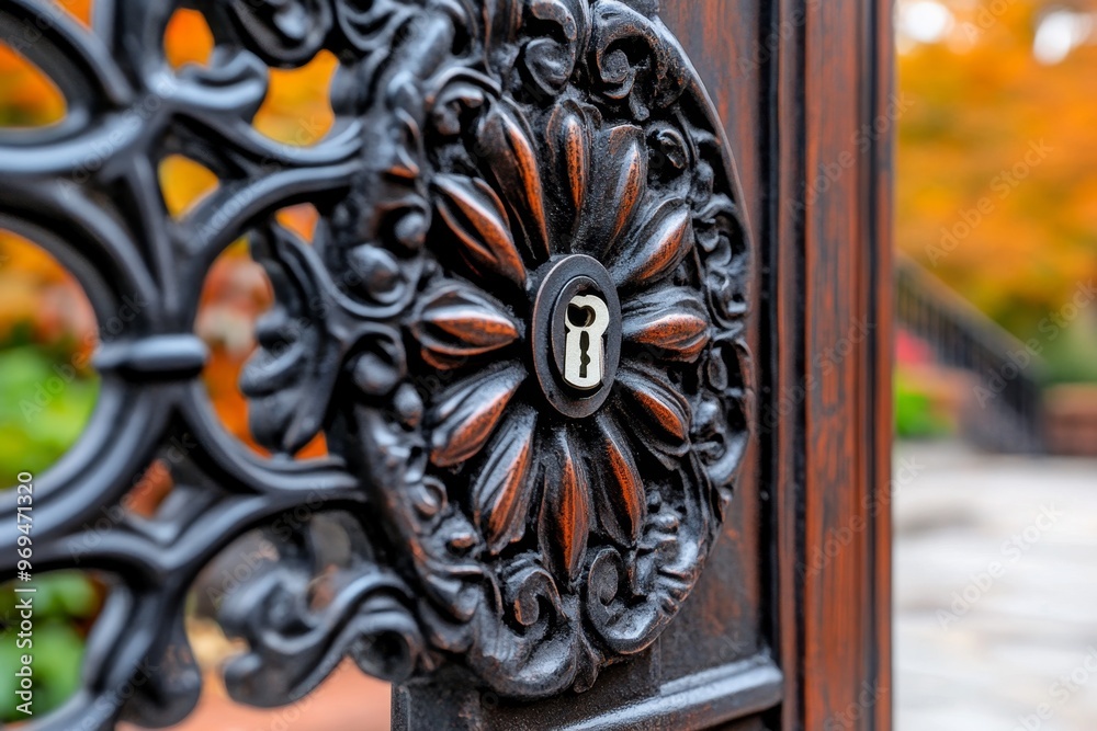 An iron gate with a unique lock mechanism, one that can only be opened ...