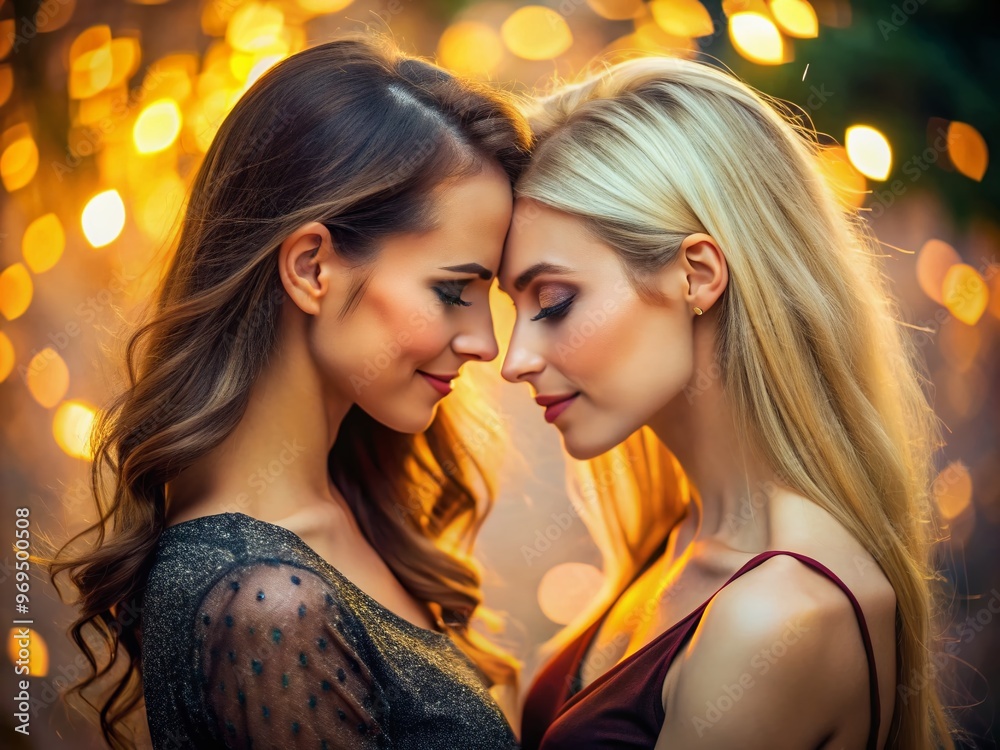 Two beautiful transgender women, friends or partners, embracing and ...