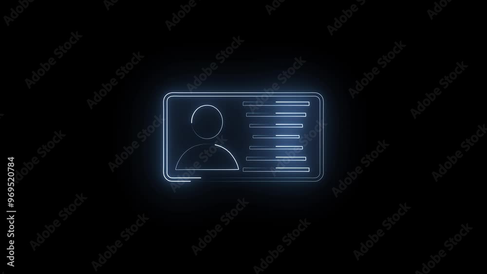 Identification cards neon icon. Driver's license Identification card ...