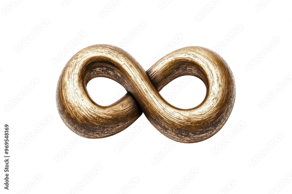 Golden infinity symbol on transparent background, representing eternity ...