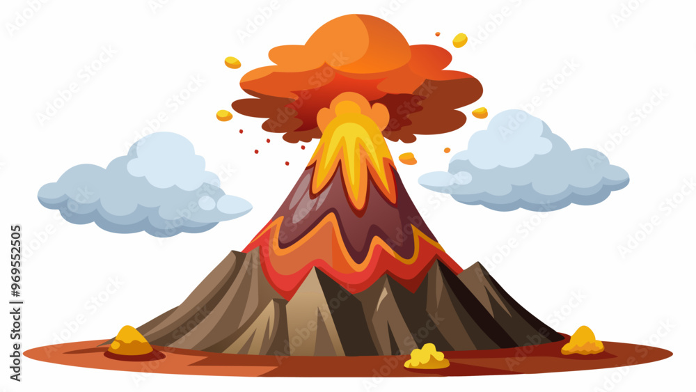 Cartoon volcano lava eruption animation vector illustration. Isolated ...